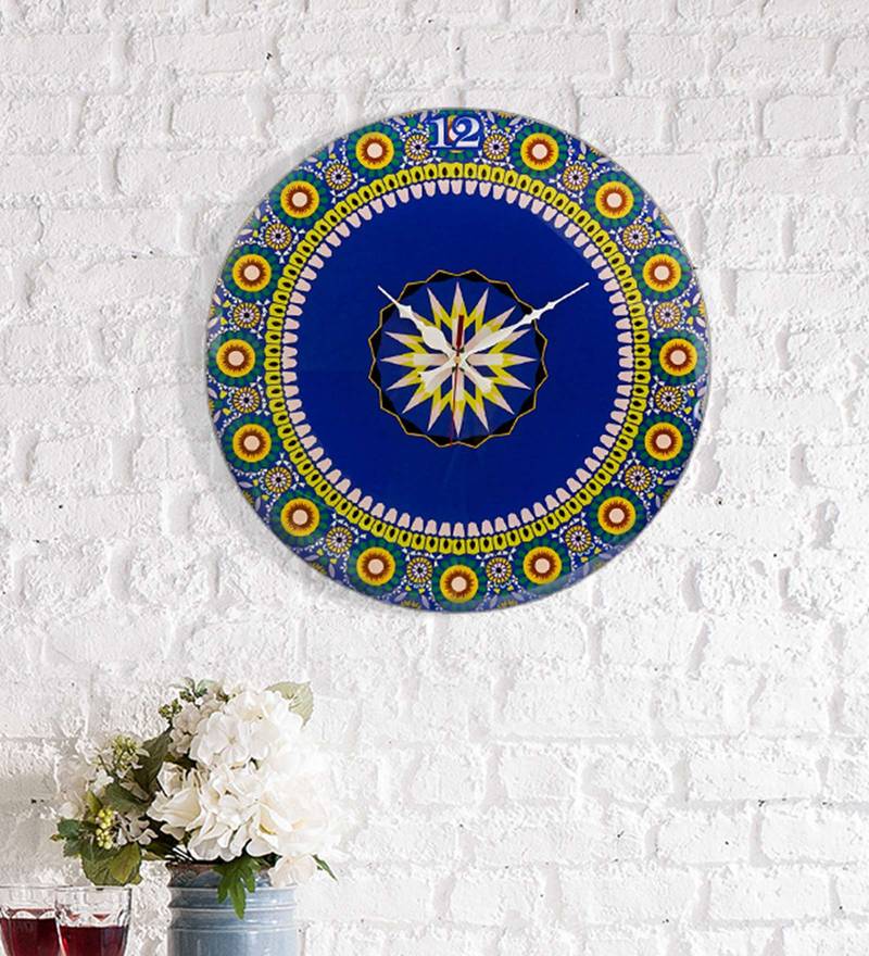 Buy Multicolor Toughened Glass Moroccan Inspiration, 16\ Analog Wall ...