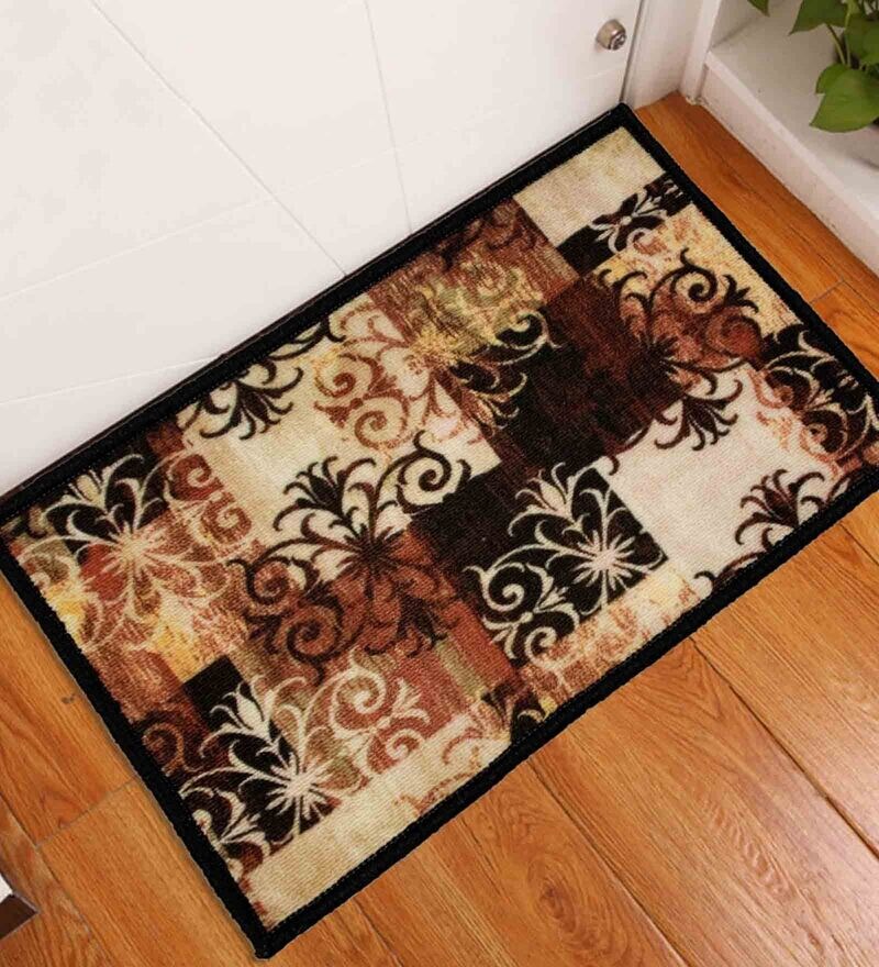 Buy Multicolor Traditional Polyester 15 x 23 Inches Anti Skid Door Mat ...