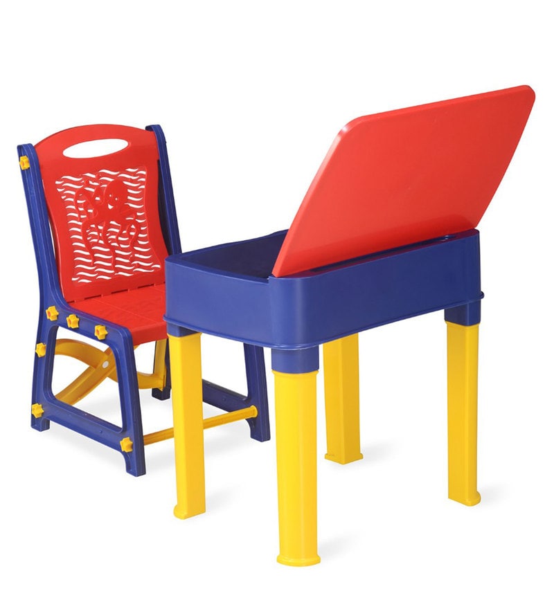 Buy Apple Junior's Study Table with Chair in Red and Blue Colour by ...