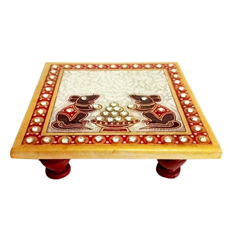 Buy Multicolour Marble Chowki Set Of 1 By Handicraft Kingdom Online ...