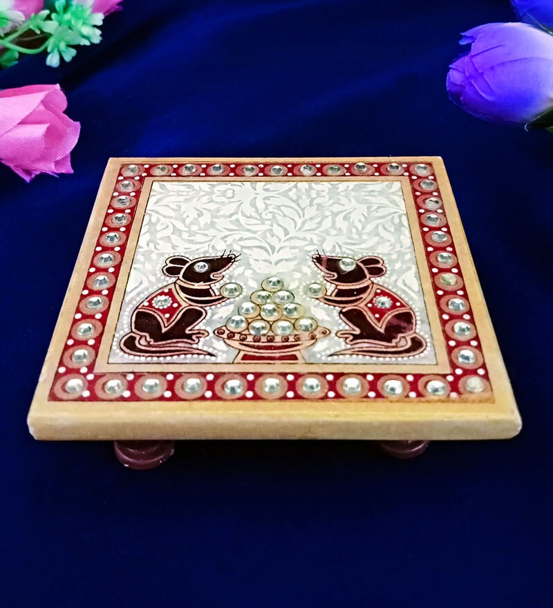 Buy Multicolour Marble Chowki Set Of 1 By Handicraft Kingdom Online ...
