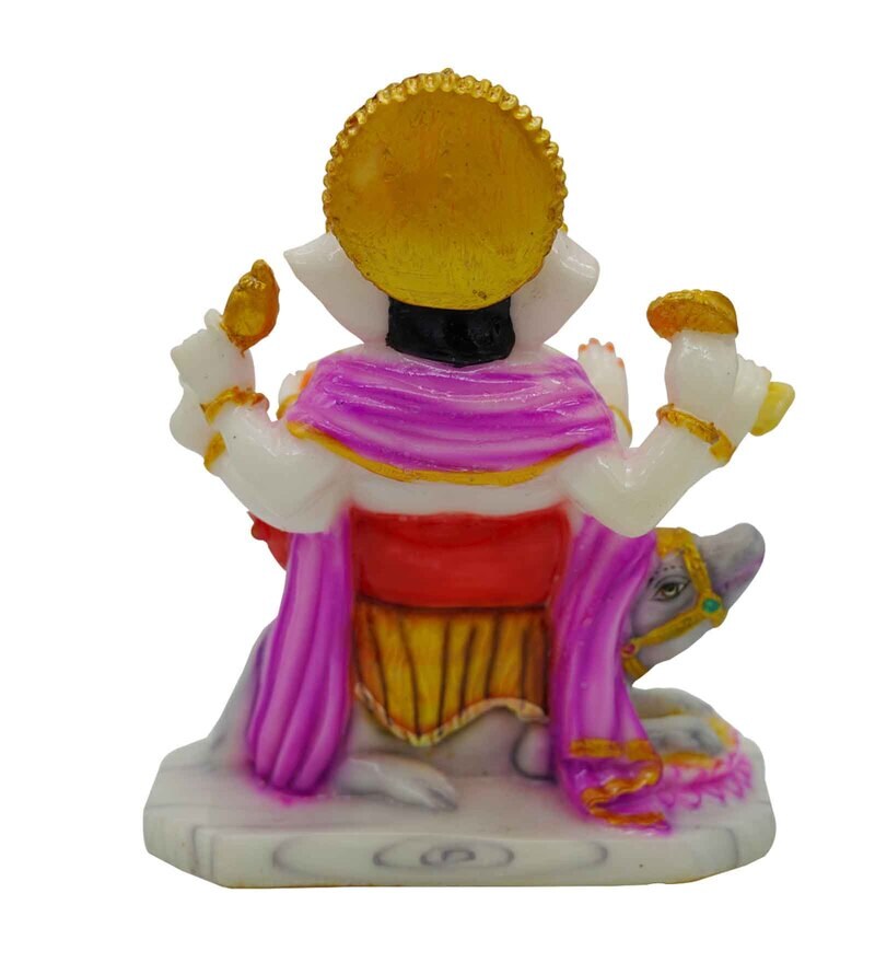 Buy Multicolour Marble Handpainted Lord Ganpati with Moshak Idol by ...