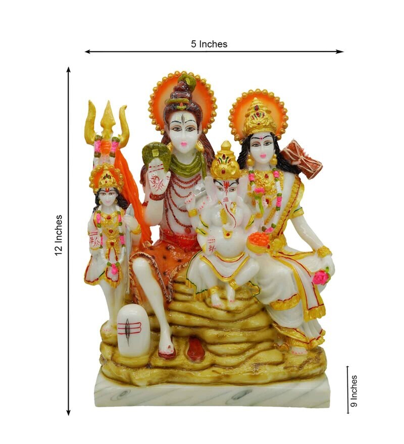 Buy Multicolour Marble Handpainted Shiva Family Idol by Gallery99 ...