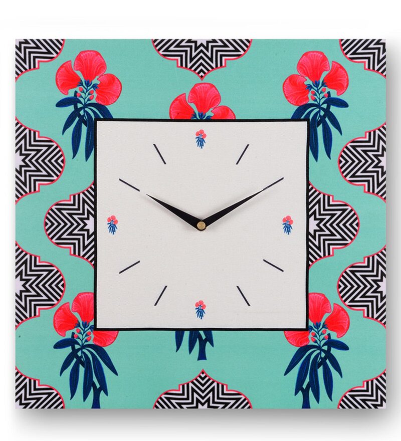 Buy Multicolour MDF Framed Analog Wall Clock with 2 Wooden Panel by SEJ ...
