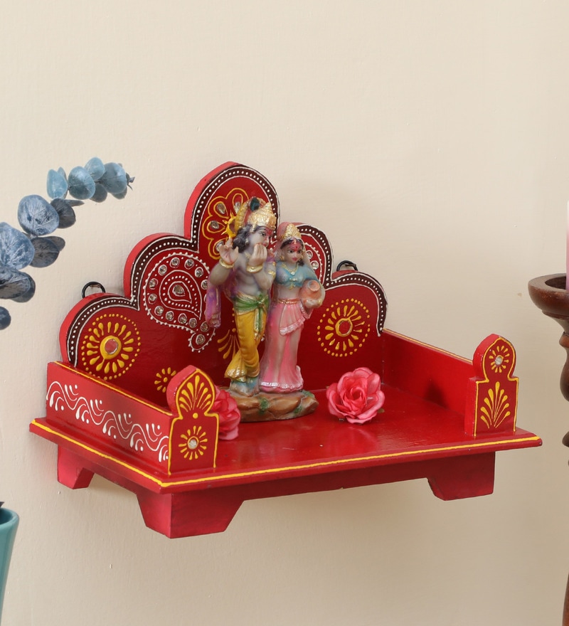 Buy Multicolour MDF Hand Painted Pooja Shelf By Padmavati Art Creations ...