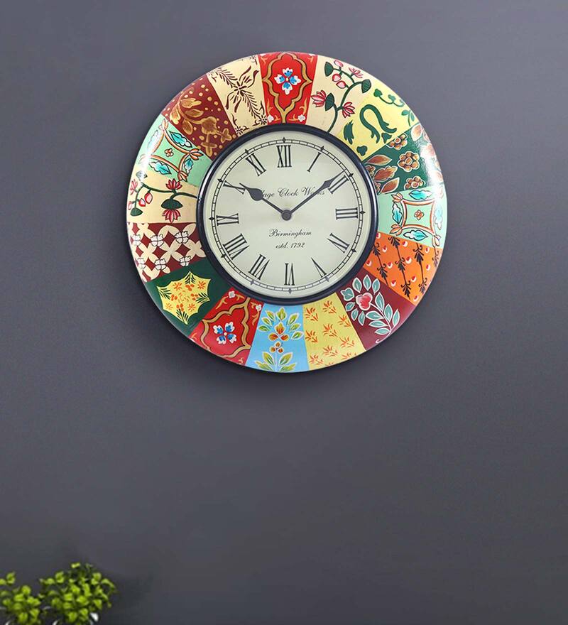 Buy Multicolour MDF Wall Clock by Aapno Rajasthan Online - Traditional ...