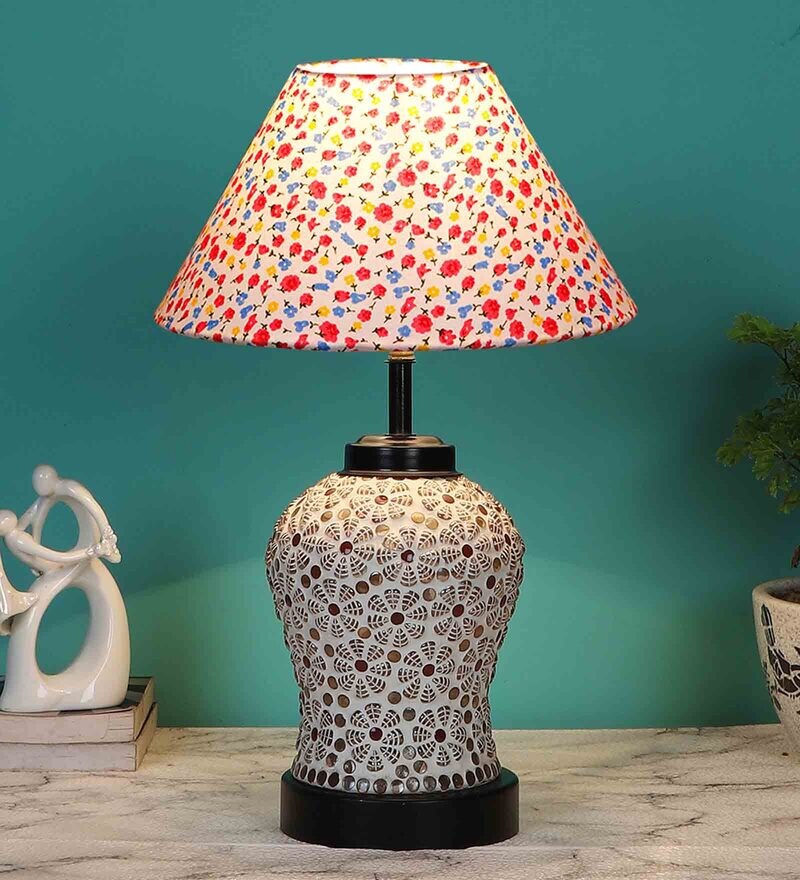 Buy Multicolour Shade Table Lamp With Shade Table Lamp With Glass Base ...