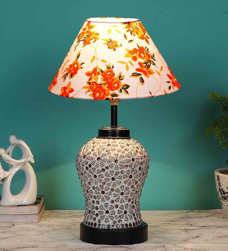 Buy Multicolour Shade Table Lamp With Shade Table Lamp With Glass Base ...