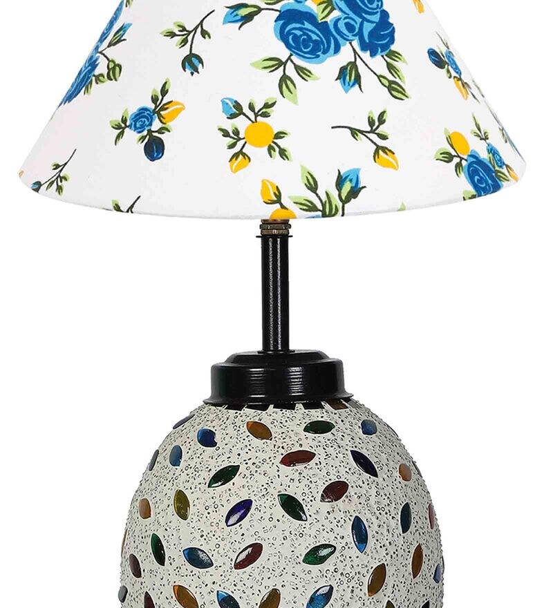 Buy Multicolour Shade Table Lamp With Shade Table Lamp With Glass Base ...