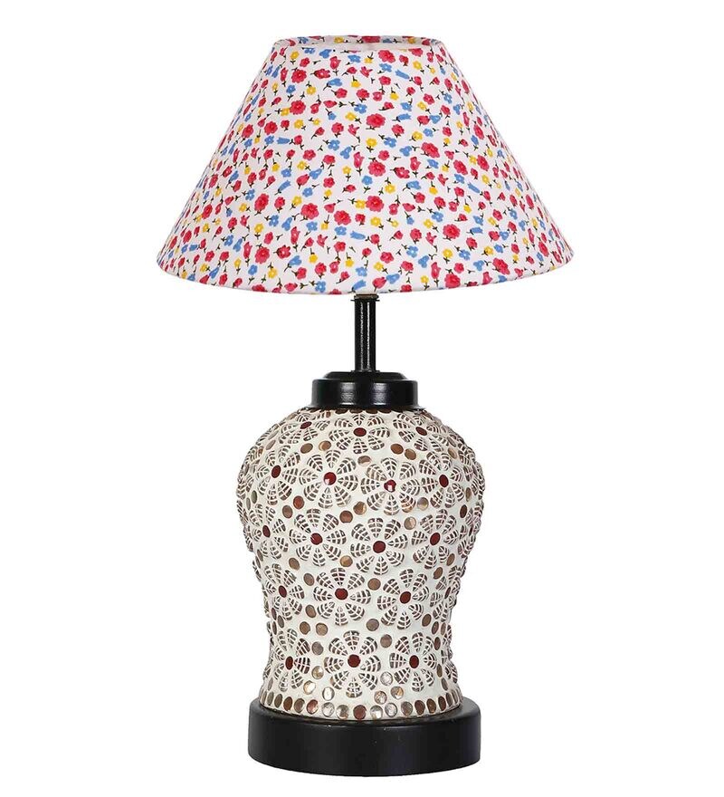 Buy Multicolour Shade Table Lamp With Shade Table Lamp With Glass Base ...