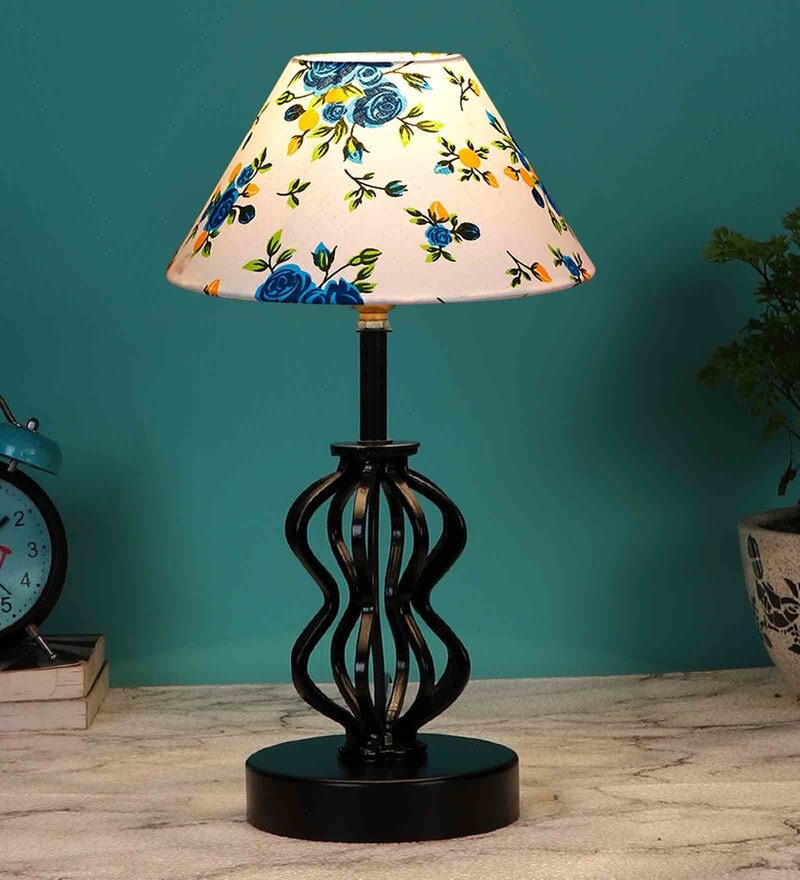 Buy Multicolour Shade Table Lamp With Shade Table Lamp With Iron Base ...