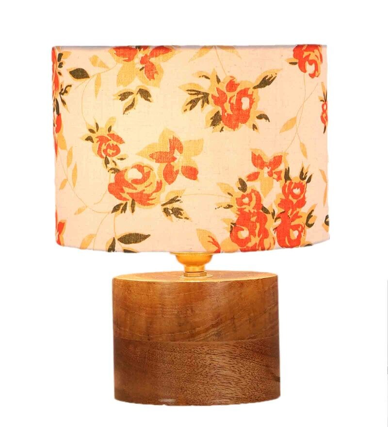 Buy Multicolour Shade Table Lamp With Wood Base By New Era Online ...