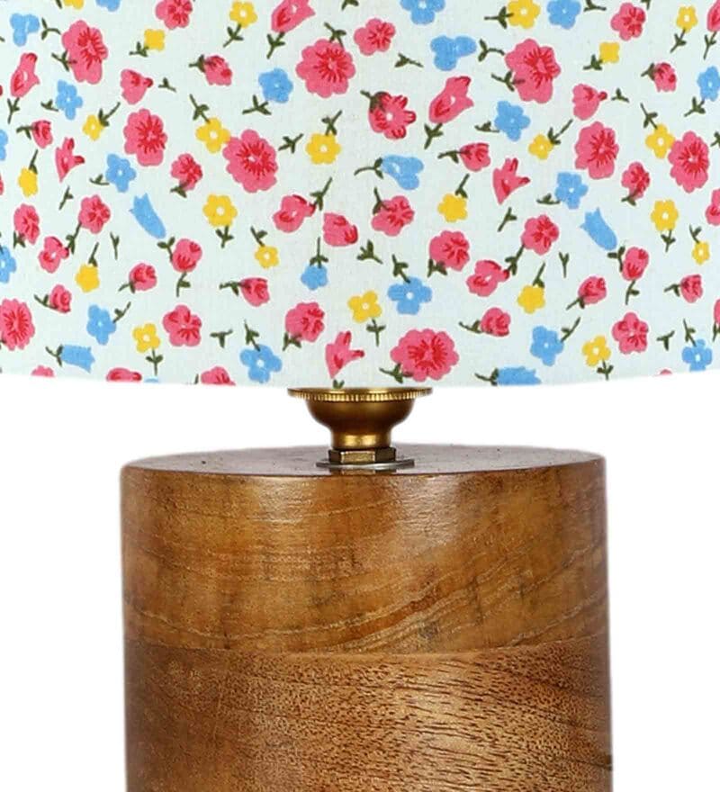 Buy Multicolour Shade Table Lamp With Wood Base By New Era Online ...
