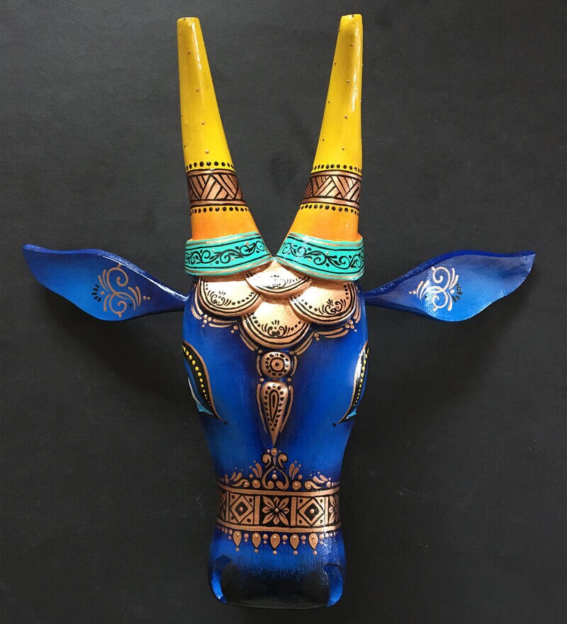 Buy Multicolour Handmade & Handpainted Wooden Cow Head By ...