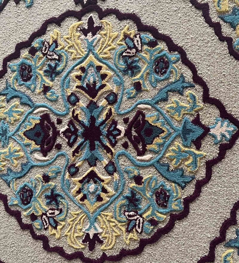 Buy Blue Persian Wool 4 ft x 6 ft Hand Woven Carpet by Numan Oriental ...