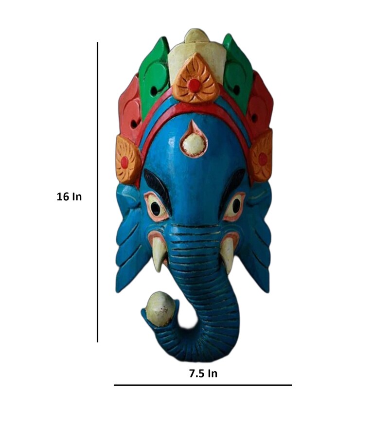 Buy Multicoloured Wooden Himalayan Ganesha Mask By Yellow Verandah ...
