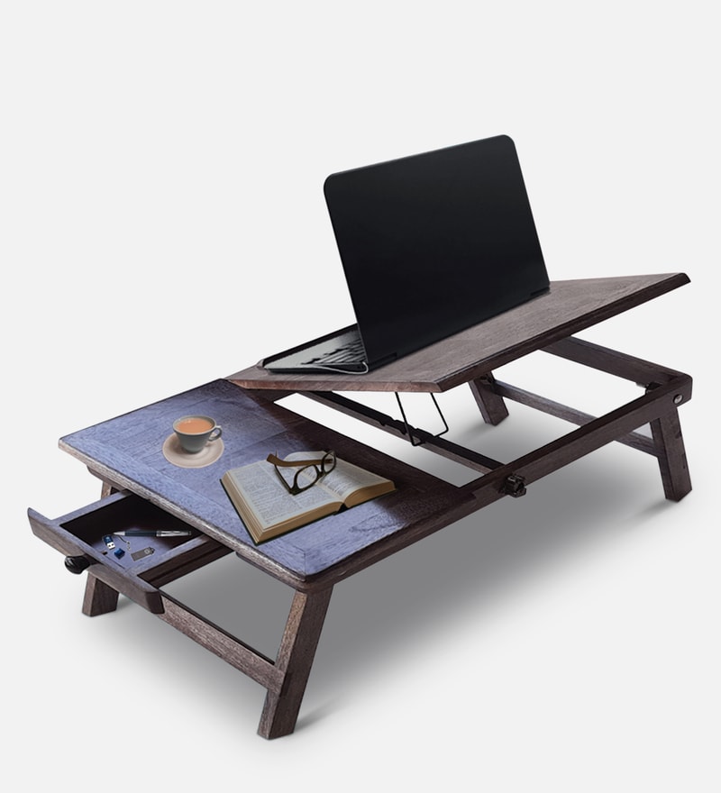 Buy Solid Wood Portable Table in Black Wood Finish by Badiwal Interio ...