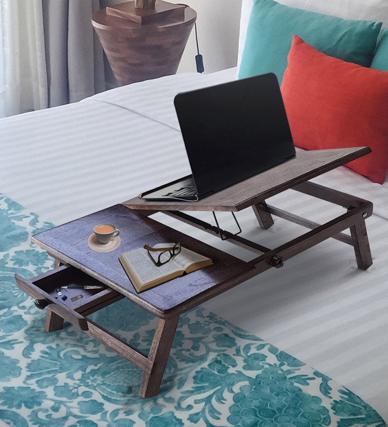 Buy Solid Wood Portable Table in Black Wood Finish by Badiwal Interio ...