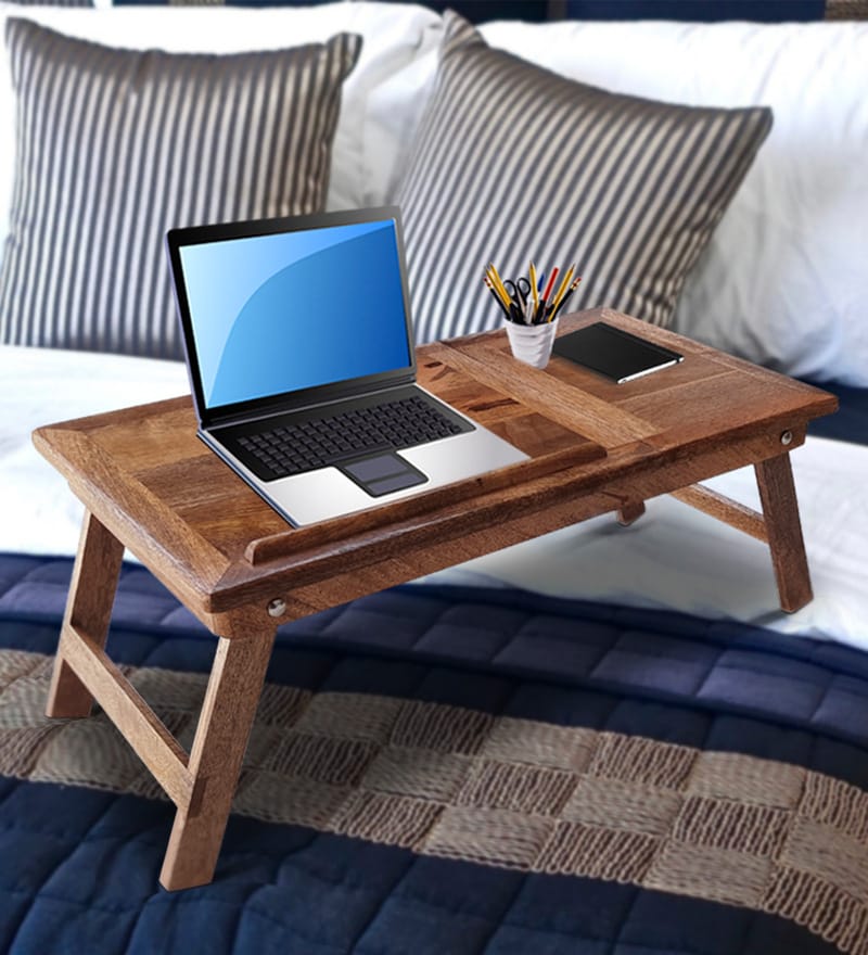 Buy Solid Wood Portable Table in Natural Finish by Badiwal Interio ...