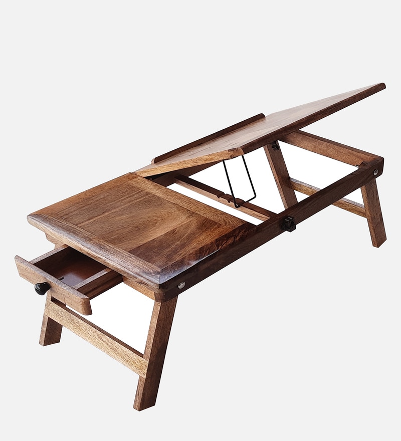 Buy Solid Wood Portable Table in Natural Finish by Badiwal Interio ...