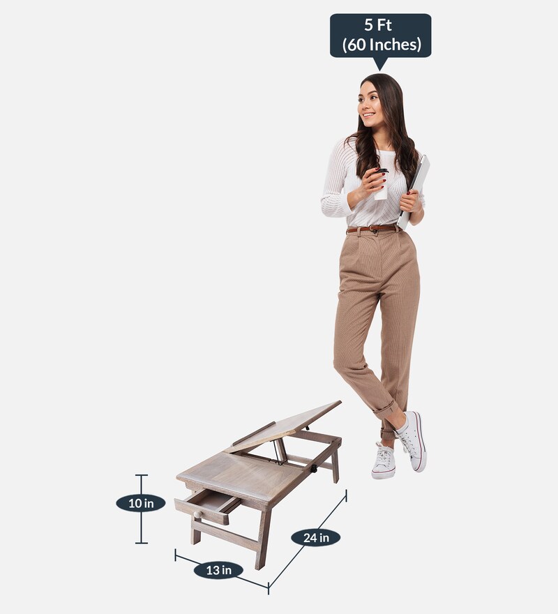 Buy Solid Wood Portable Table in White Finish by Badiwal Interio Online ...