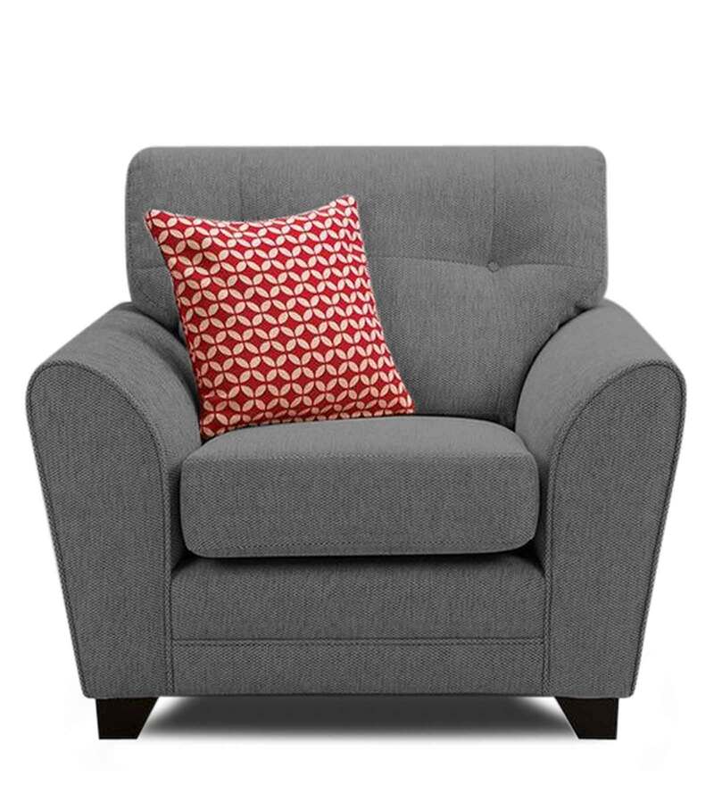 Buy Murdock Fabric 1 Seater Sofa in Grey Colour by Adorn India Online ...