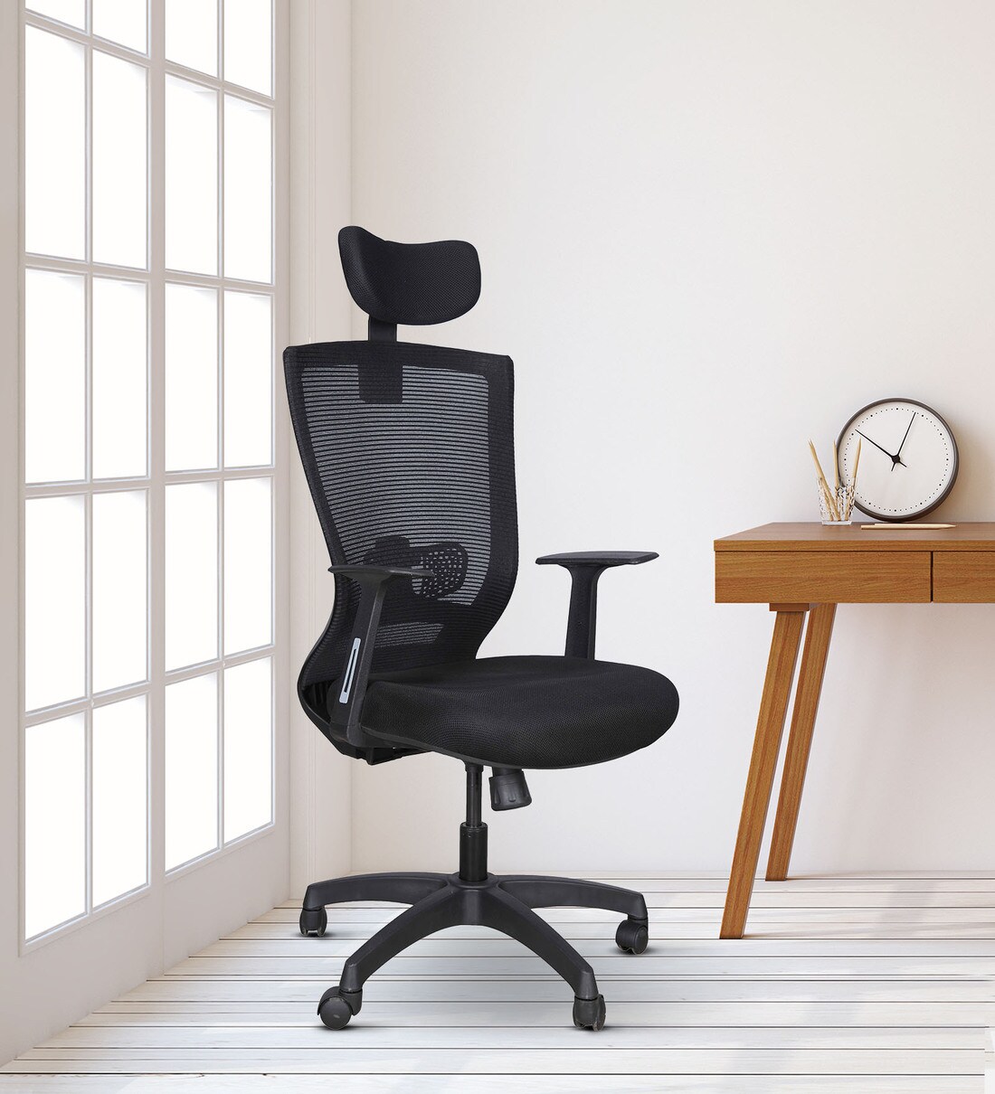 Buy Mystic Breathable Mesh Ergonomic Chair in Black Colour with ...