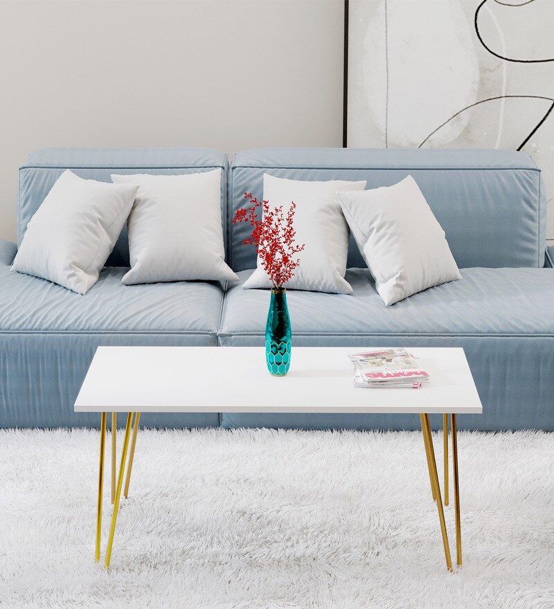 Buy Mayrite Rectangle Coffee Table in White Colour By bluewud Online ...