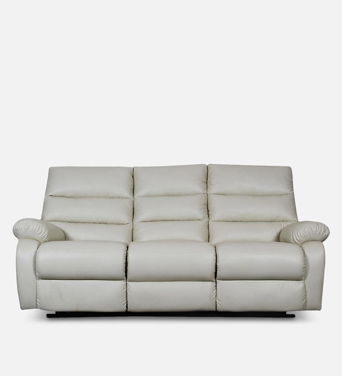 Buy Naple Leatherette Manual 3 Seater Recliner in Cream Colour Online ...