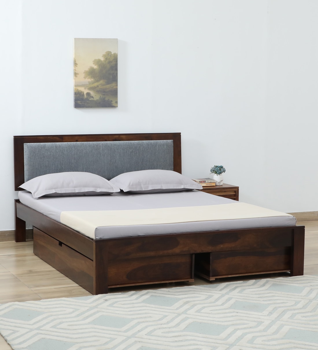 Buy Narvik Sheesham Wood Queen Size Bed In Provincial Teak Finish ...