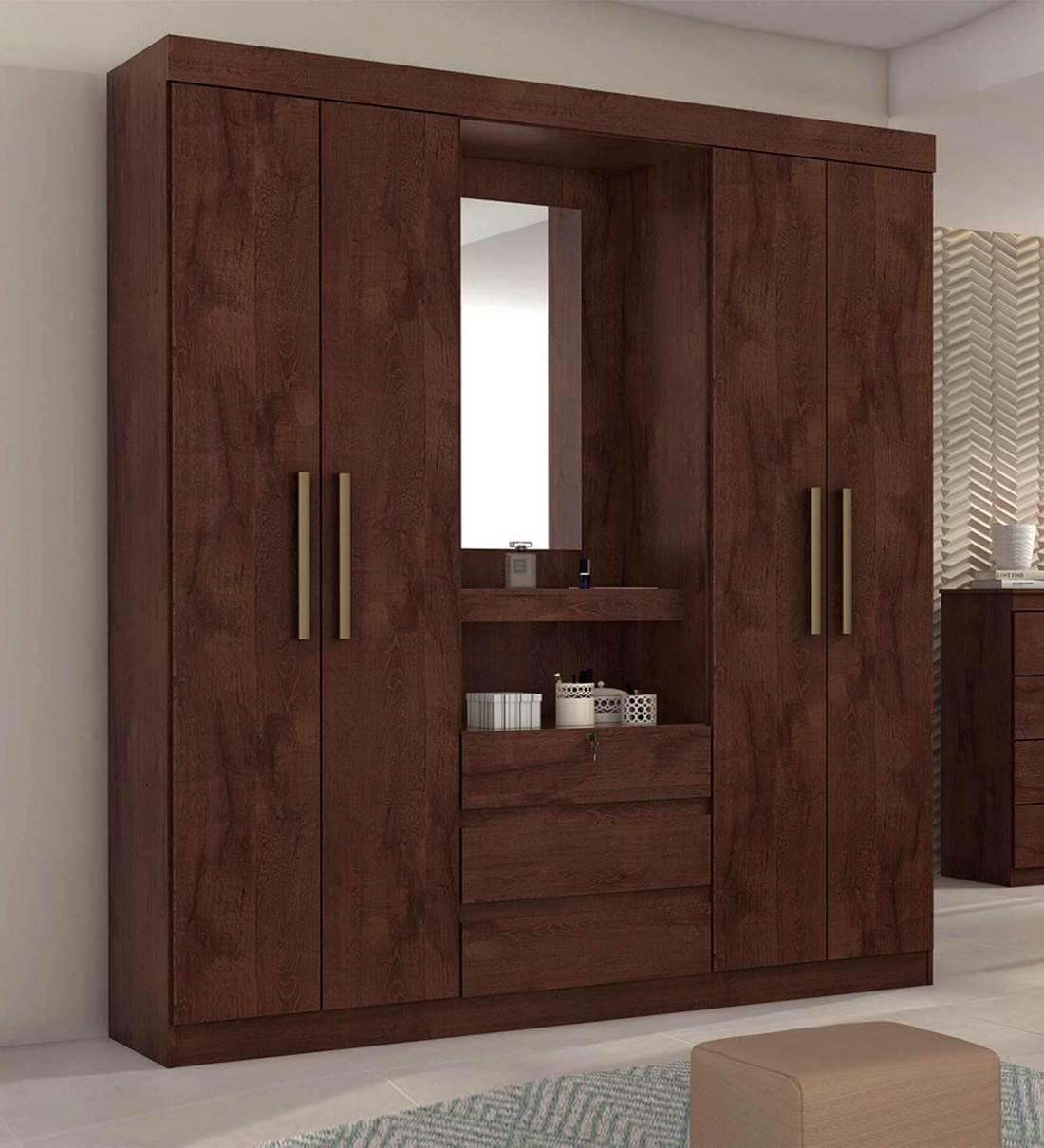 Buy Natalia 4 Door Wardrobe in Light Walnut Colour at 61% OFF by Evok ...