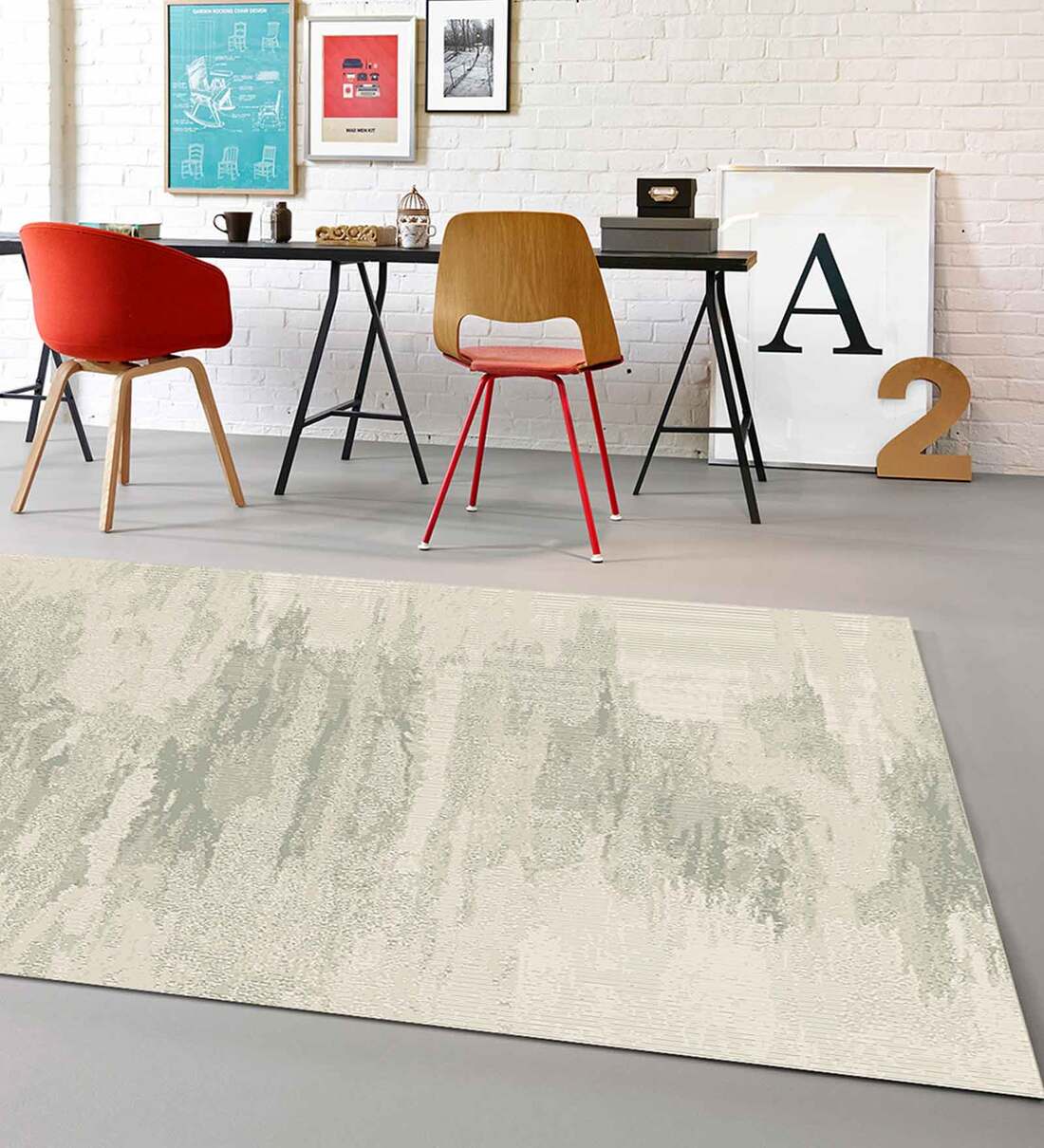 Buy Natural Abstract Polypropylene 3 ft x 5 ft Machine Made Carpet by ...