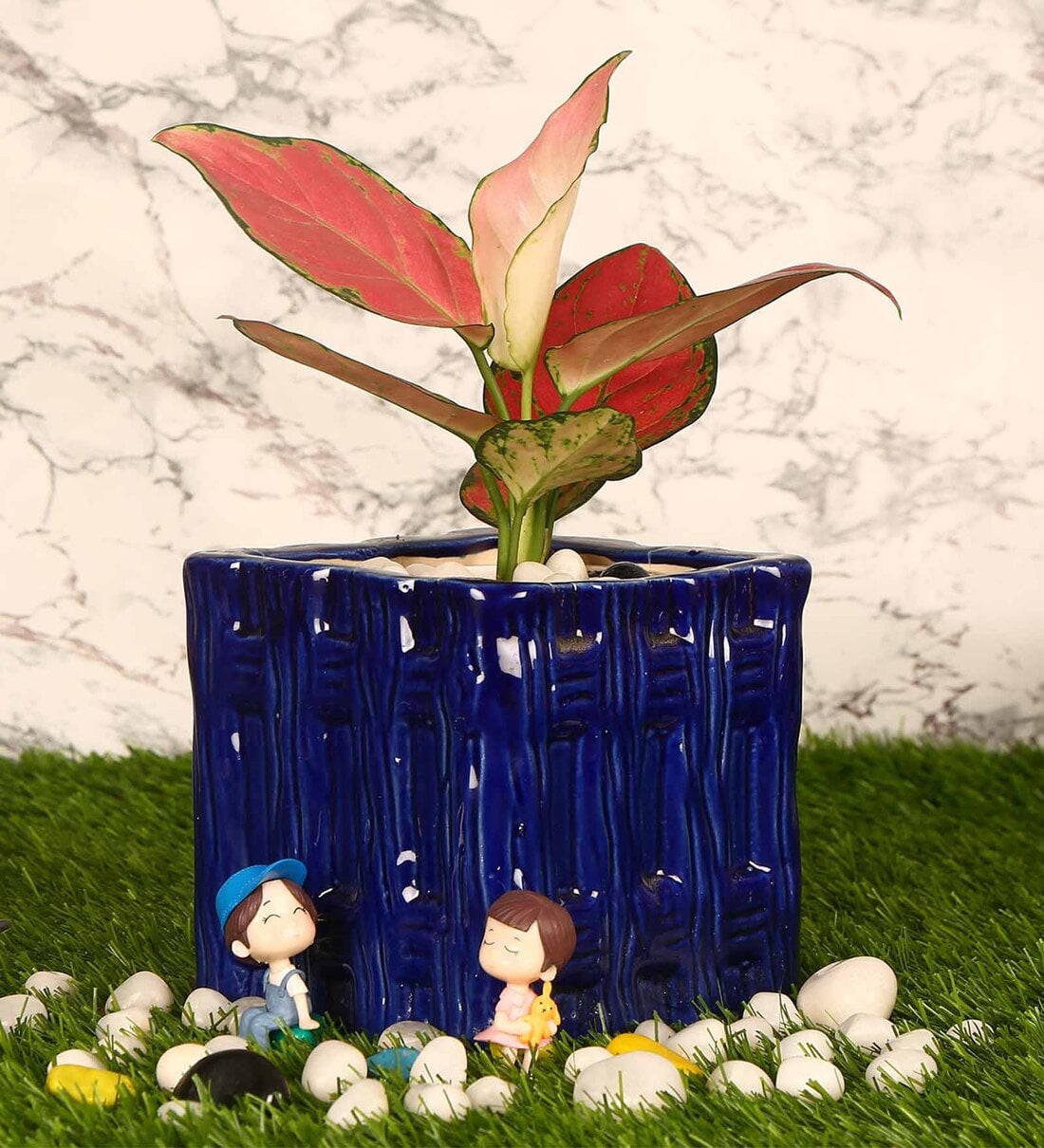 Buy Navy Blue Ceramic Wooden Box Floor Planter at 43% OFF by ...
