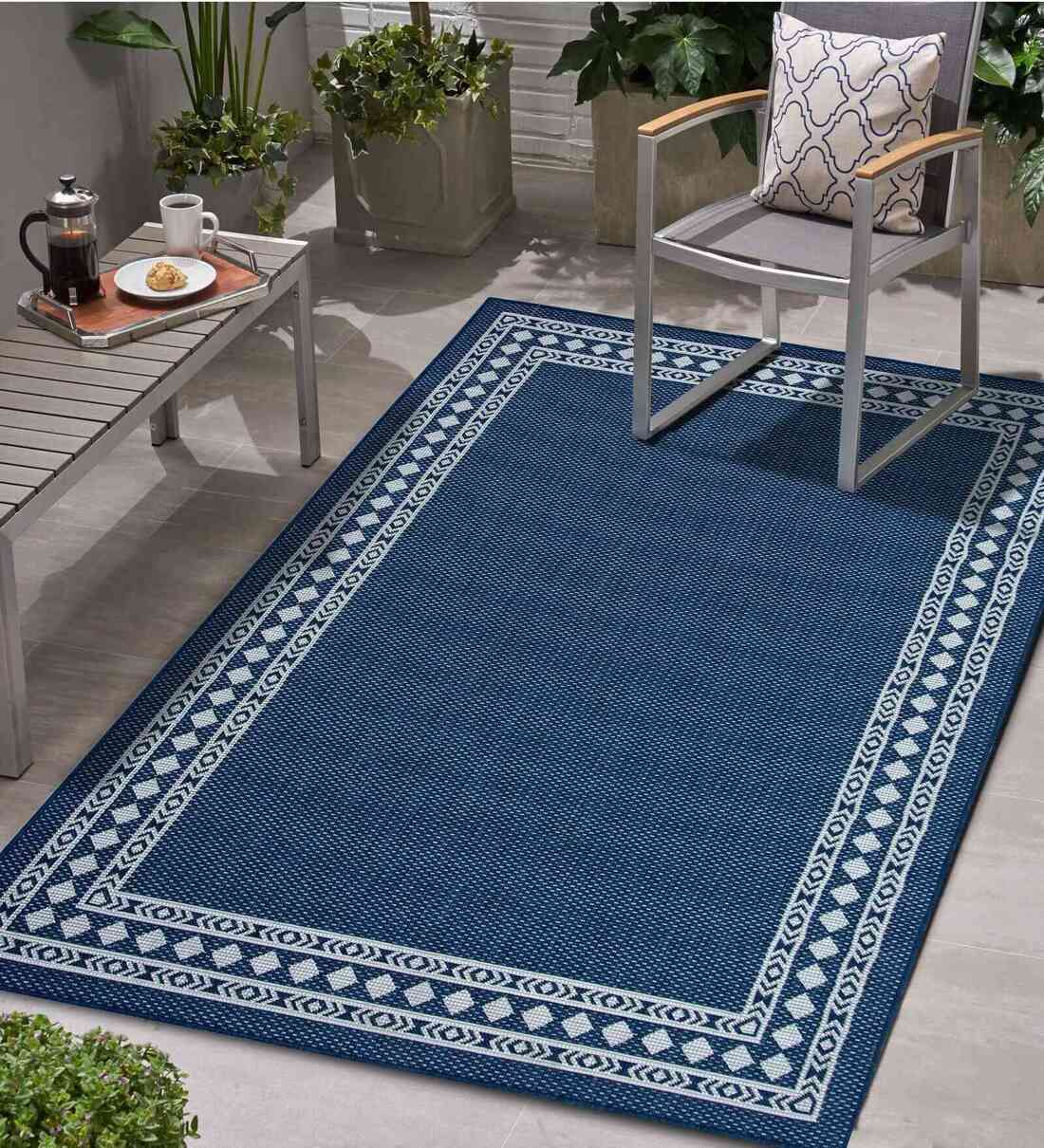 Buy Navy Blue Persian Polypropylene 8 ft x 10 ft Machine Made Carpet by ...