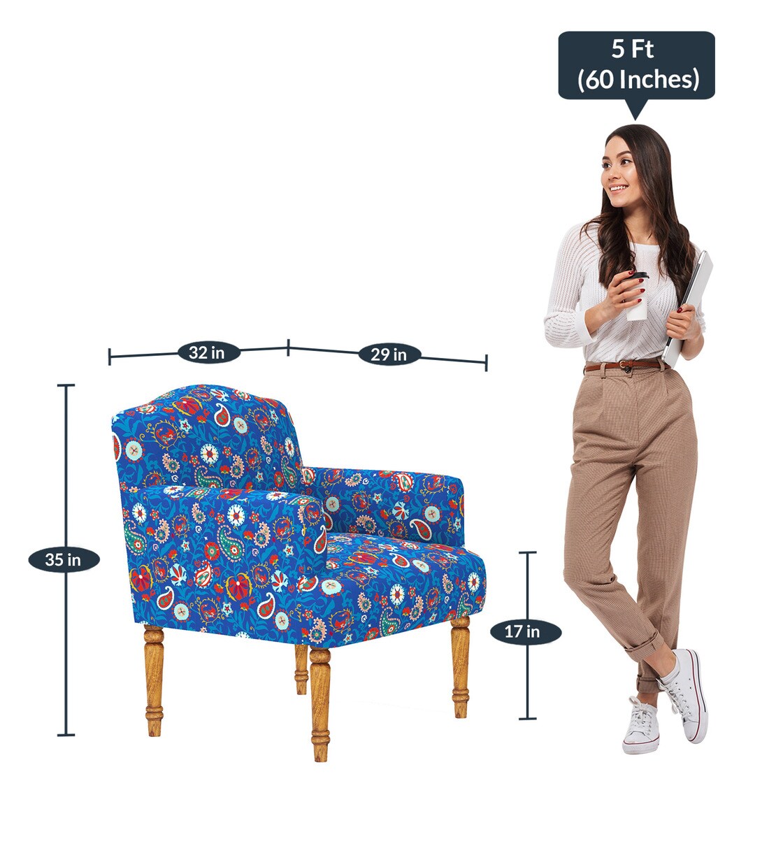 Buy Nawaab Arm Chair in India Paisleys Blue Print by Chumbak Online ...