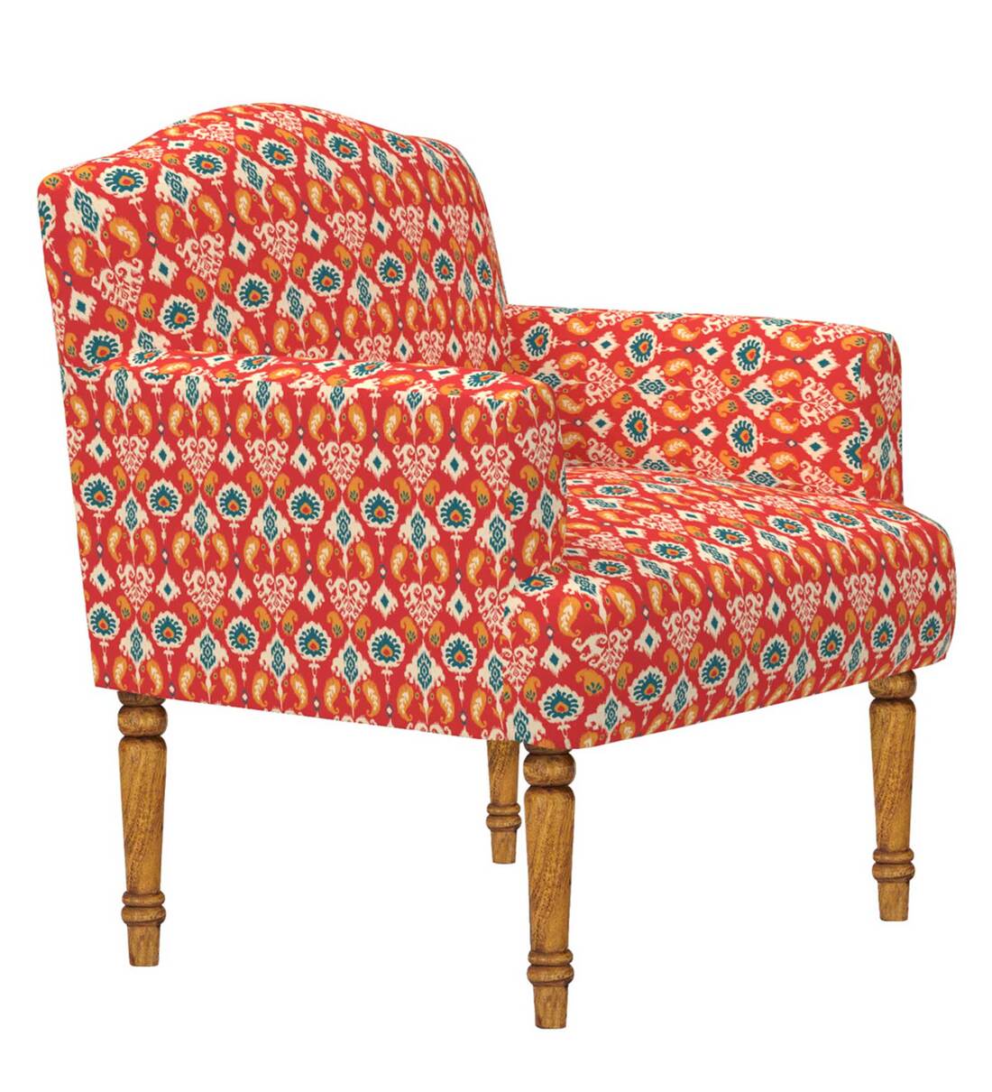 Buy Nawaab Arm Chair in Red Ikkat Print by Chumbak Online - Arm Chairs ...