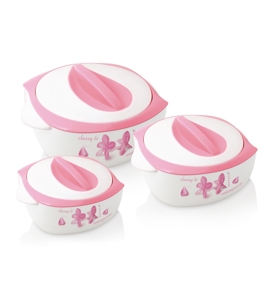 Buy Nayasa Desire Thermoware Pink Plastic Casserole - Set of 3 Online ...