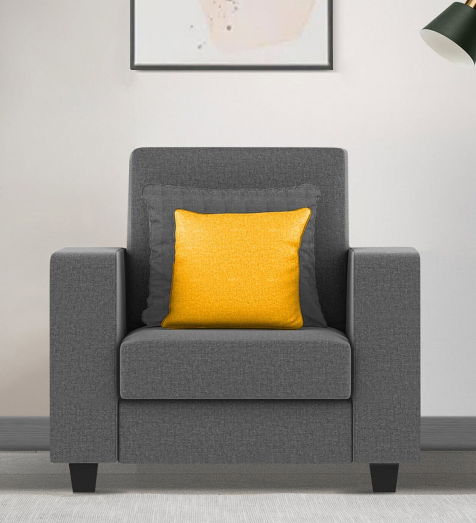 Buy Nabi Fabric 1 Seater Sofa in Charcoal Grey Colour at 11% OFF by ...