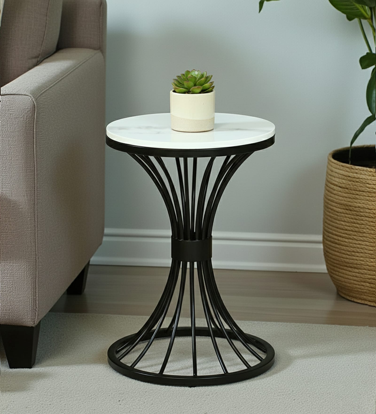 Buy Naldo White Porcelain Top End Table With Black Finish at 13% OFF by ...
