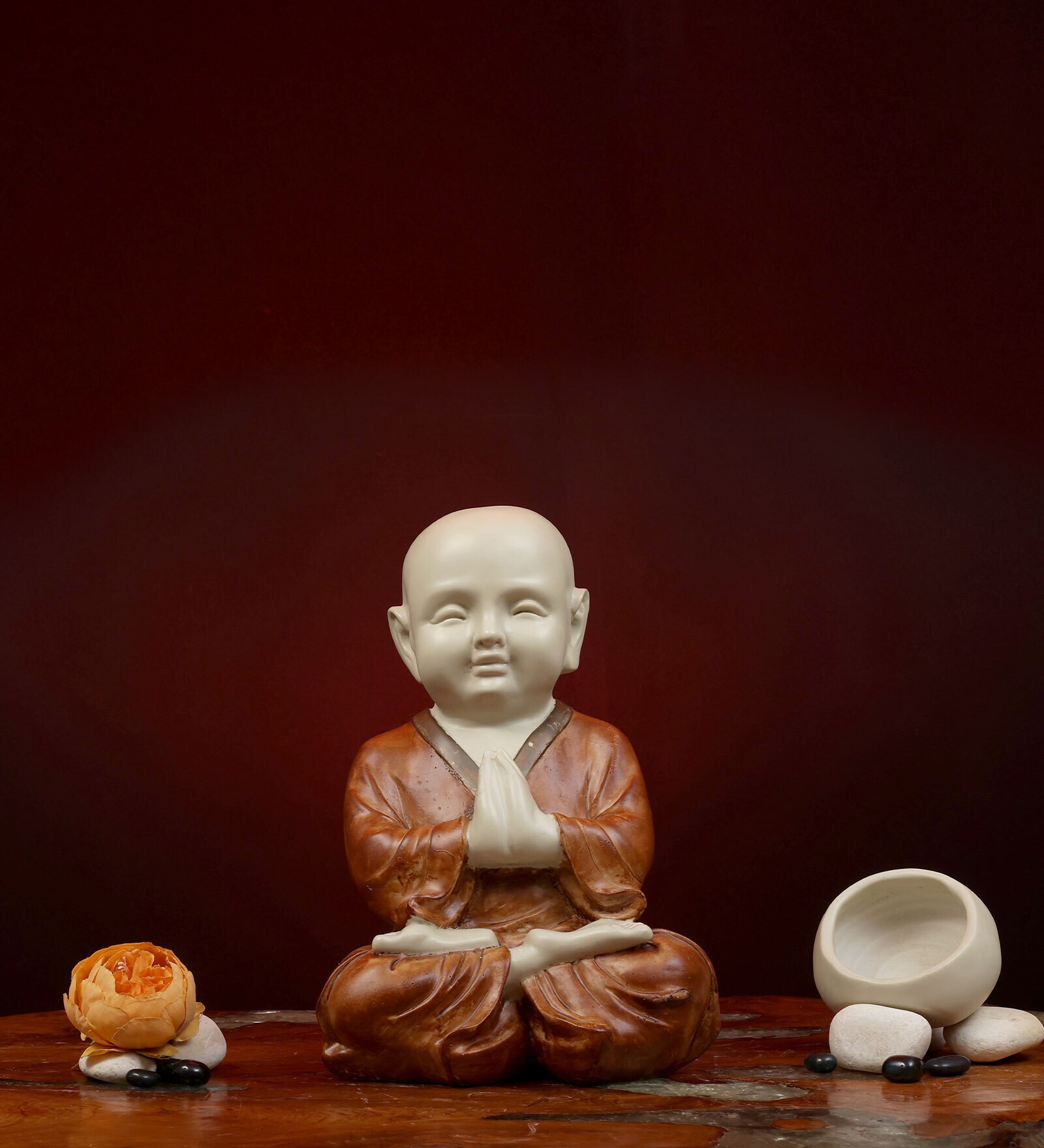 Buy Namaste Monk Marble Brown Religious Idol at 10% OFF by Urbancart ...