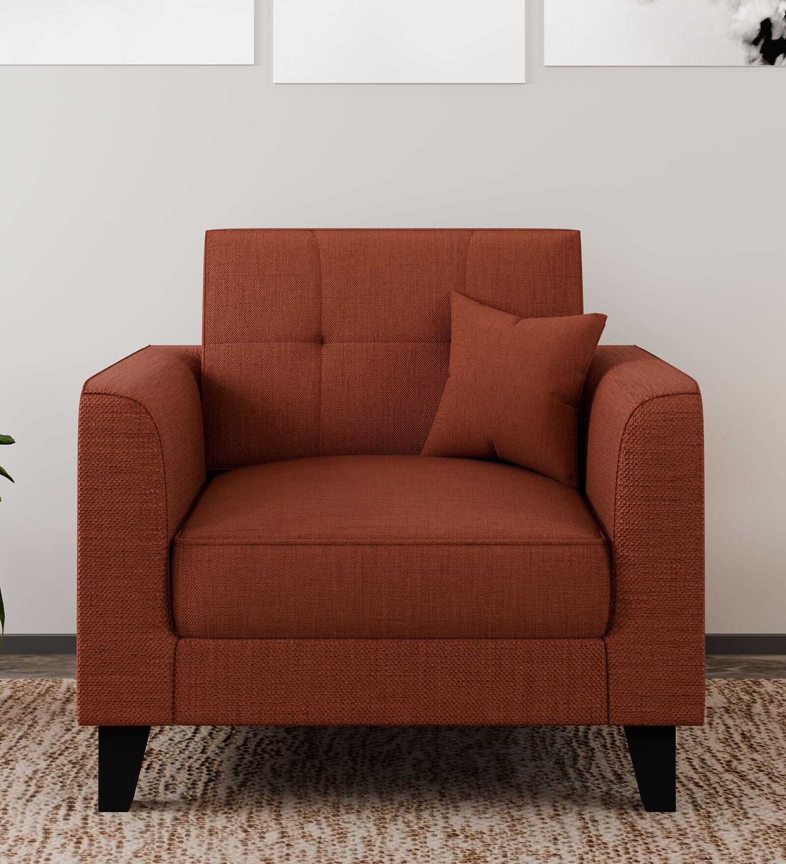 Buy Naomi 1 Seater Fabric sofa in Rust Color at 53% OFF by Adorn Homez | Pepperfry