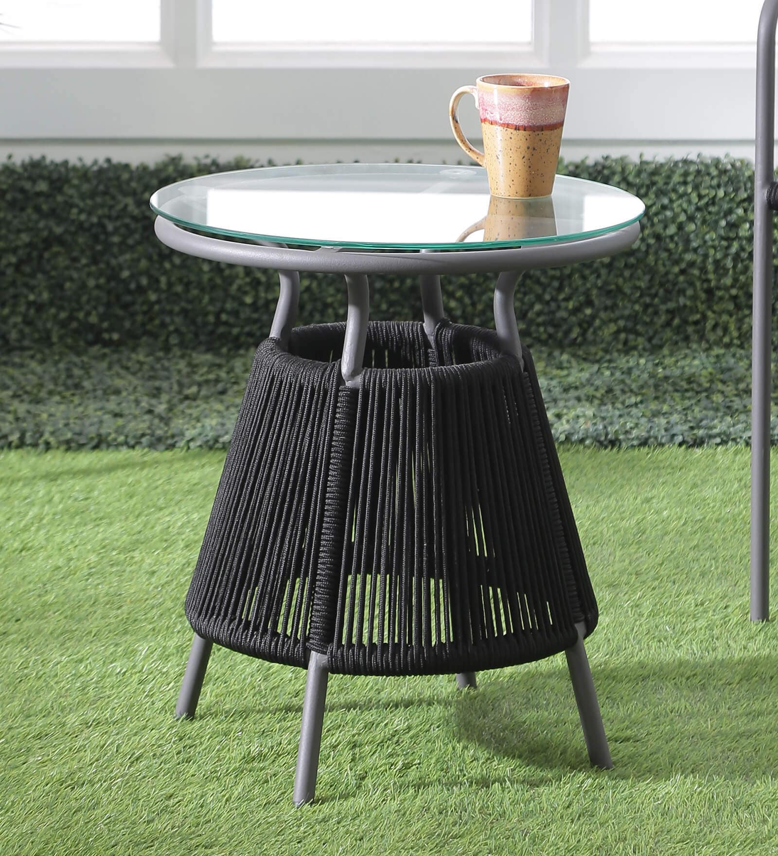 Buy Naomi Steel & Braided Rope Outdoor Table In Black Grey Finish at 20 ...