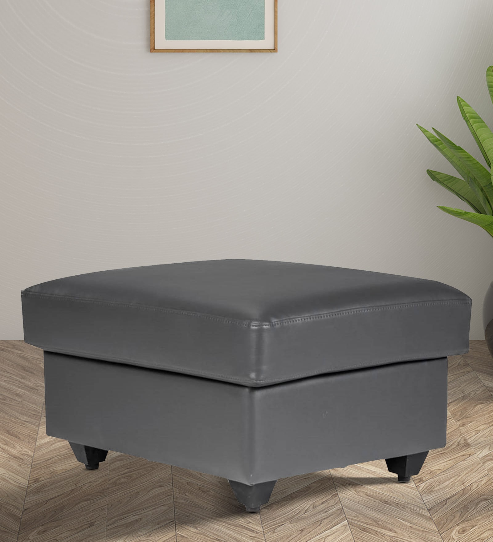 Buy Napper Leatherette Ottoman In Thunder Cloud Colour at 29% OFF by ...