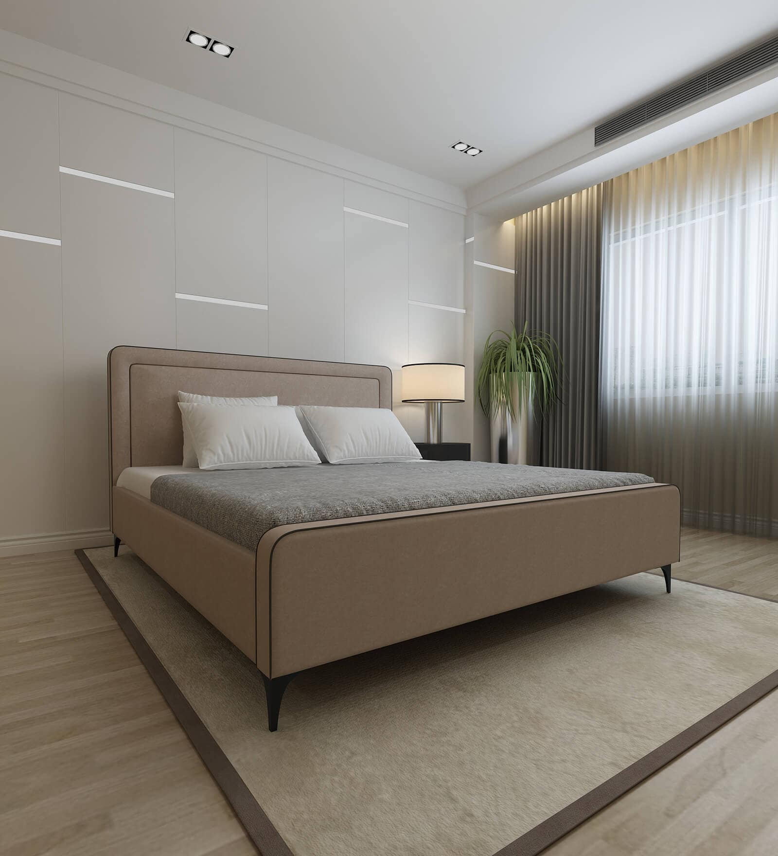 Buy Natalia Upholstered King Size Bed In Beige Colour by Casacraft from ...