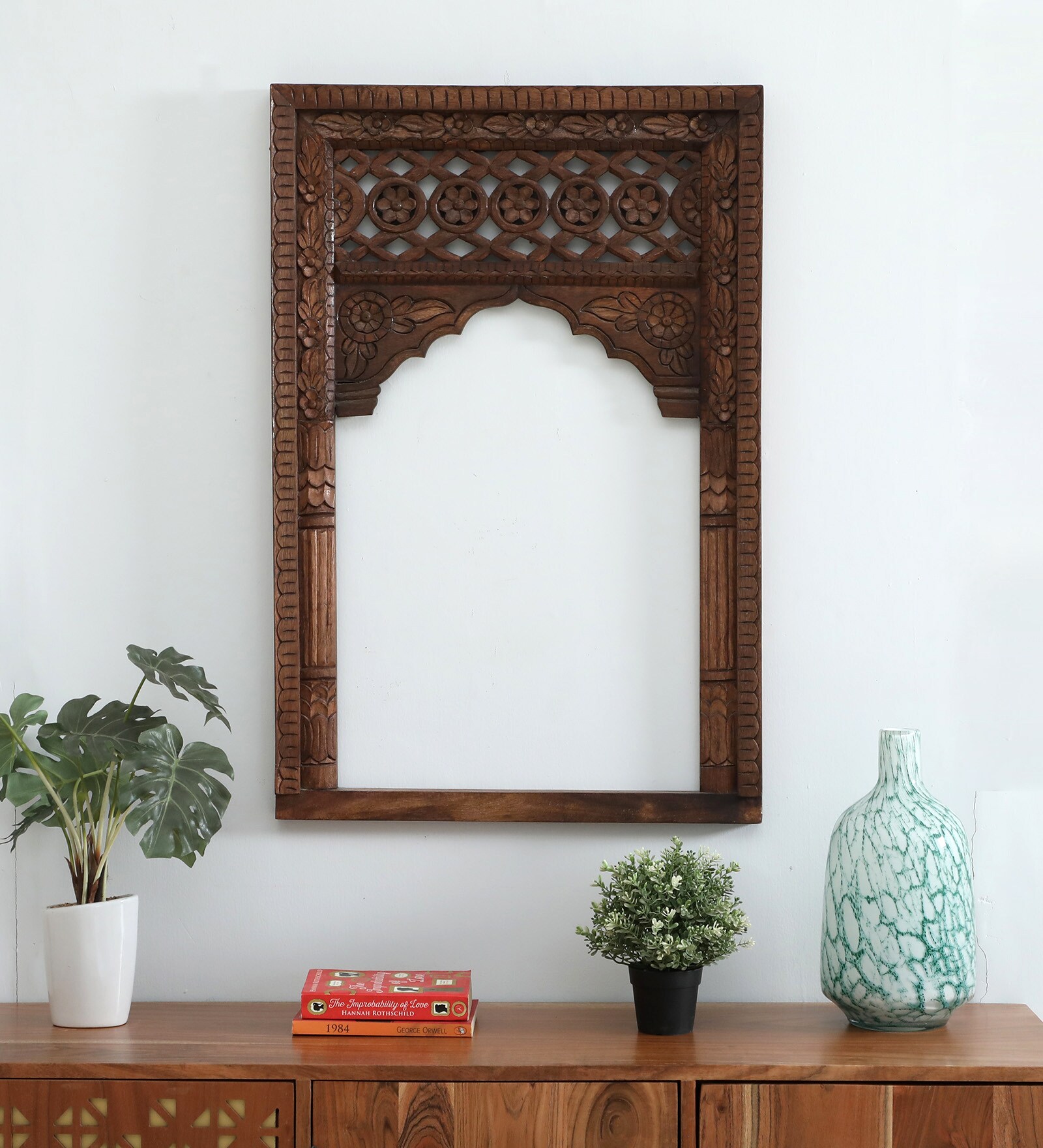 Buy Natural Distress Color Handpainted Mango Wood Carving Jharokha ...