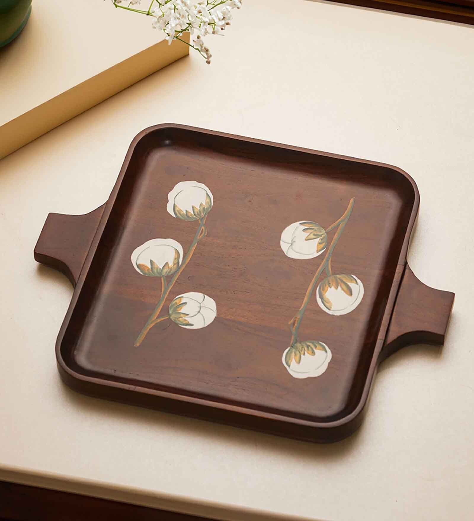 Buy Natural Elegance Mango Wood Tray (1 Piece) at 60% OFF by Trovea's ...