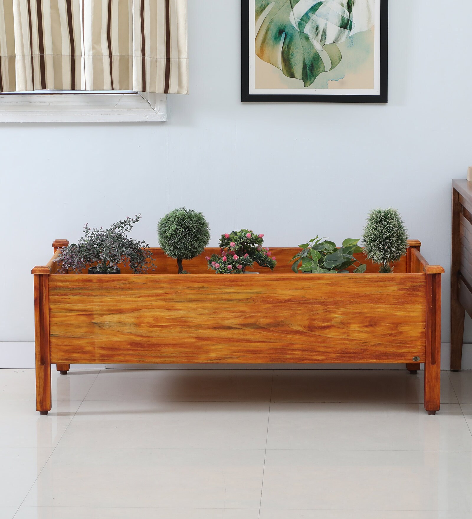 Buy Rectangular Natural Finish Pine Wood Floor Planter at 22% OFF by My ...