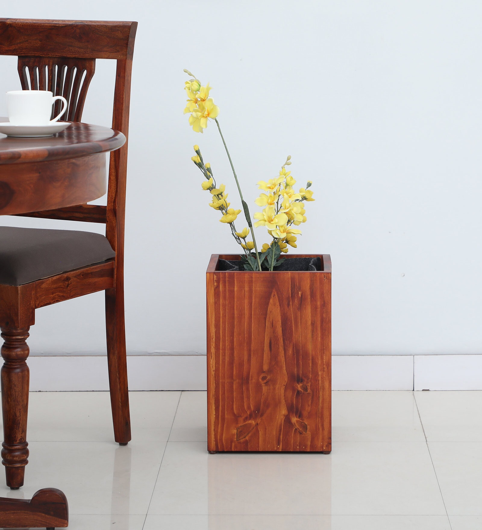 Buy Square Teak Finish Pine Wood-Floor Planter at 16% OFF by My Eden ...
