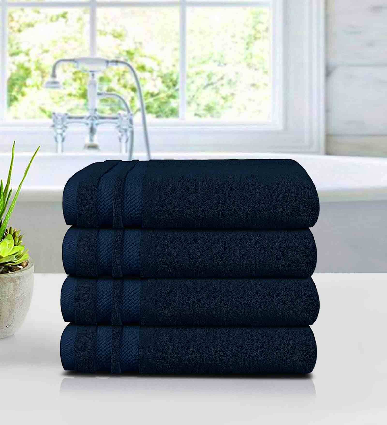 Buy Navy 625 GSM 100% Cotton Hand Towel (Set of 4) by Trident at 42% ...