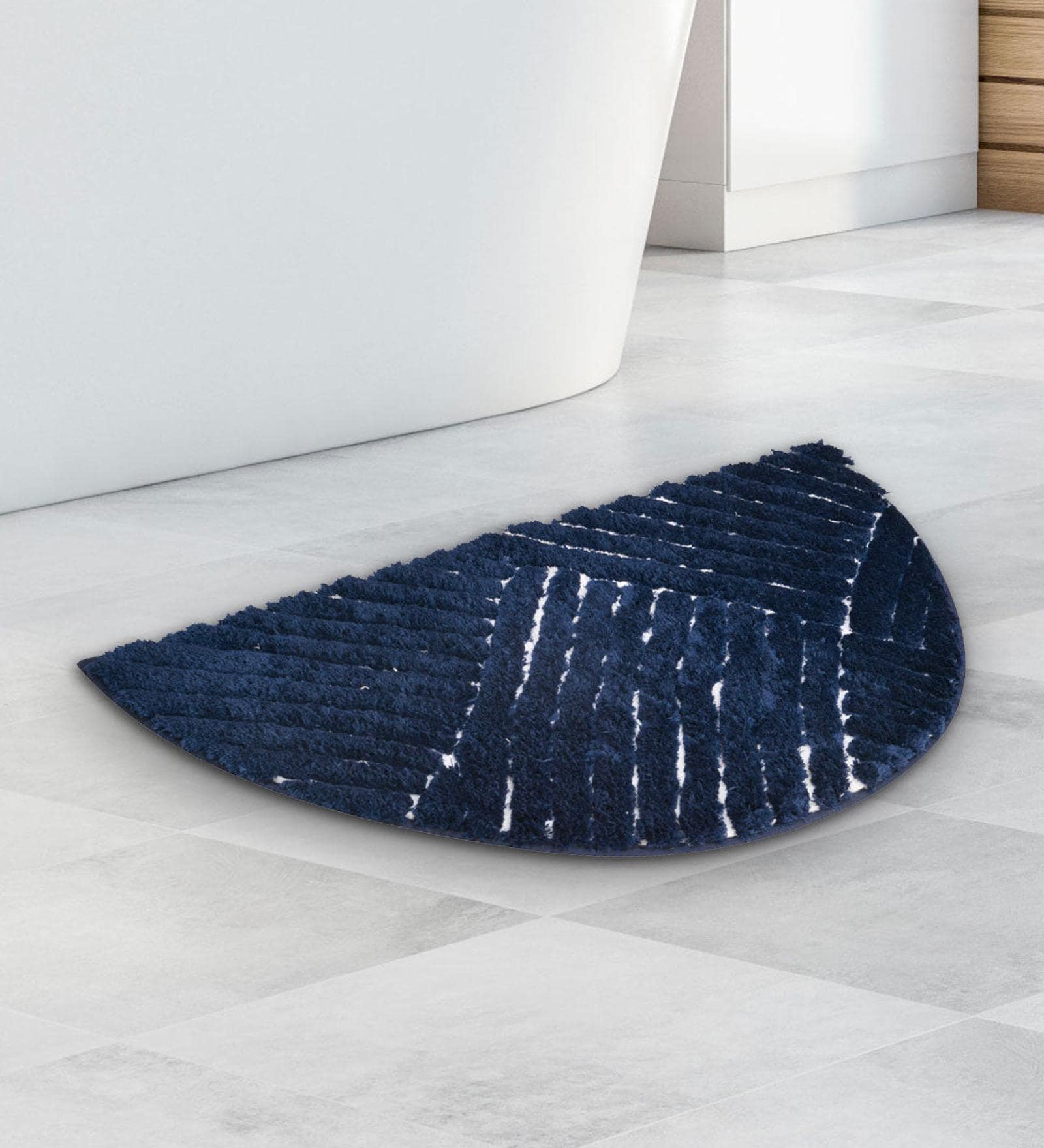 Buy Navy Blue Abstract Polyester 31x15 Inches AntiSkid Bath Mat at 57% ...